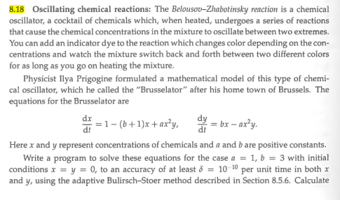 Solved 8.18 Oscillating chemical reactions: The | Chegg.com