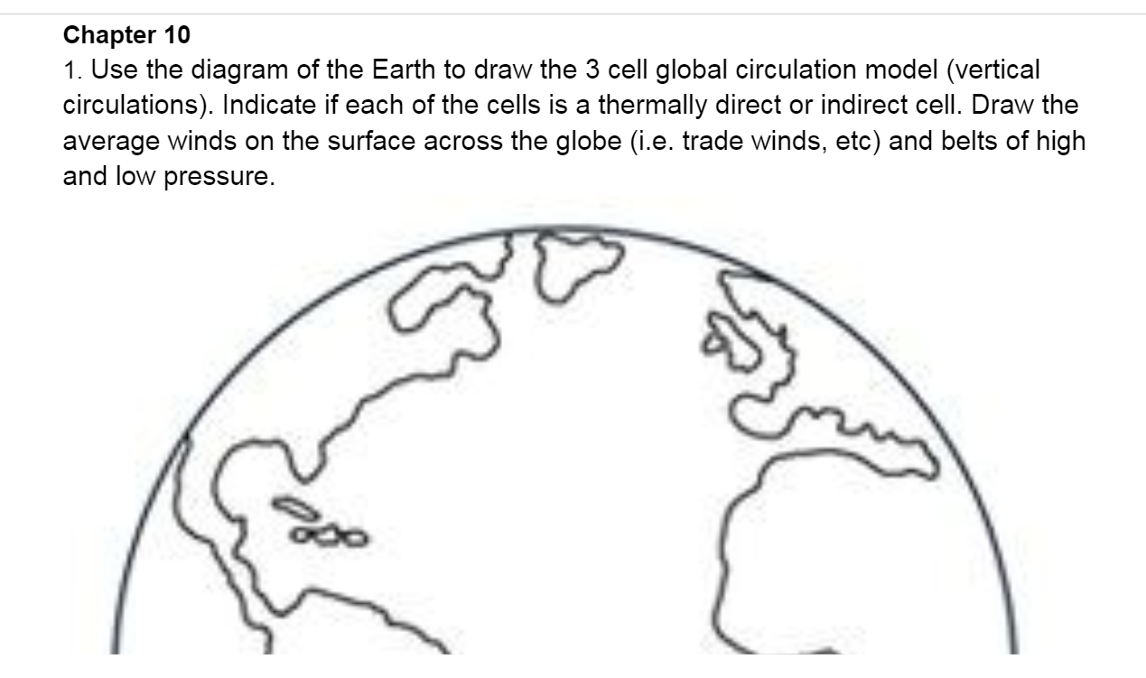 Solved Use the diagram of the Earth to draw the 3 cell | Chegg.com