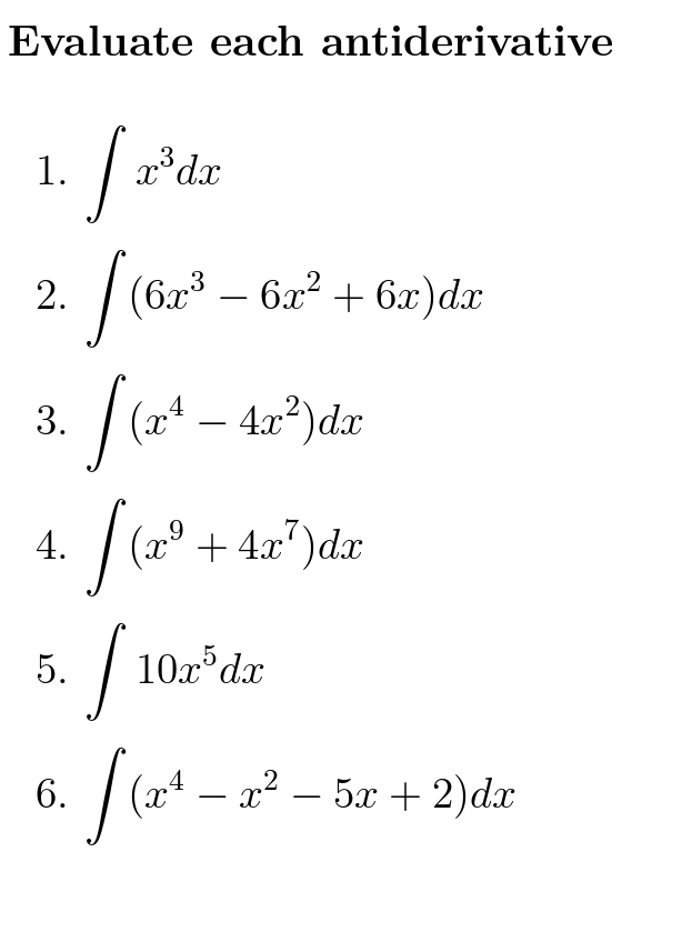 Solved Evaluate each antiderivative 1. ∫x3dx 2. | Chegg.com