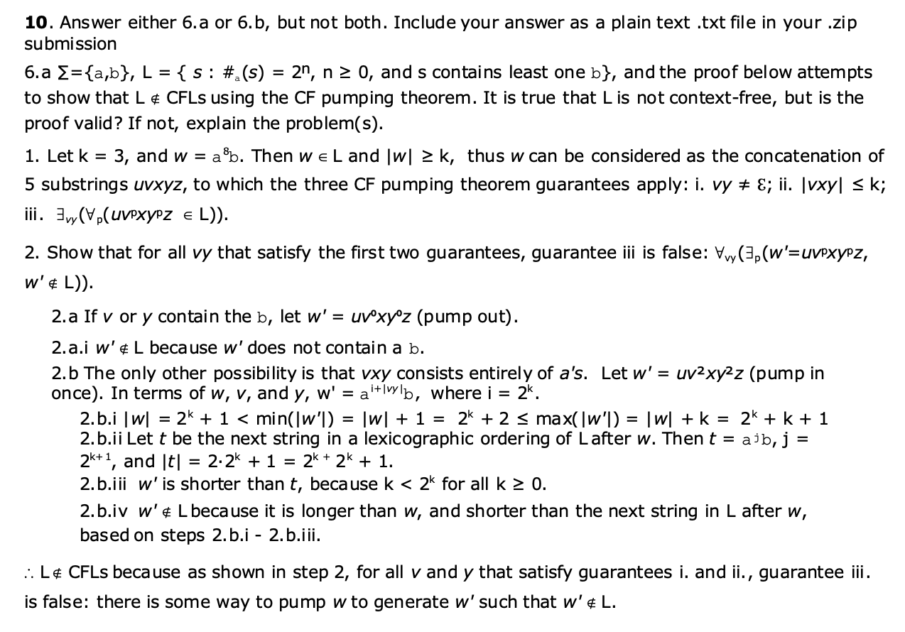 Solved = E 10. Answer either 6.a or 6.b, but not both. | Chegg.com