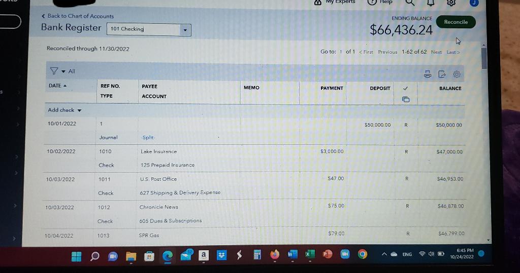 CHECK YOUR FIGURES I need help with Quickbooks! I | Chegg.com