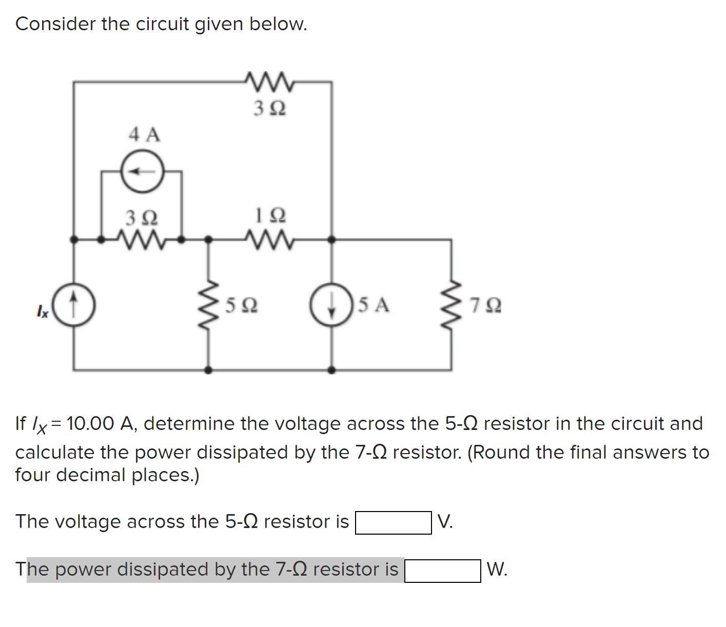 Solved If Ix = 10.00 A, determine the voltage across the 5-Ω | Chegg.com