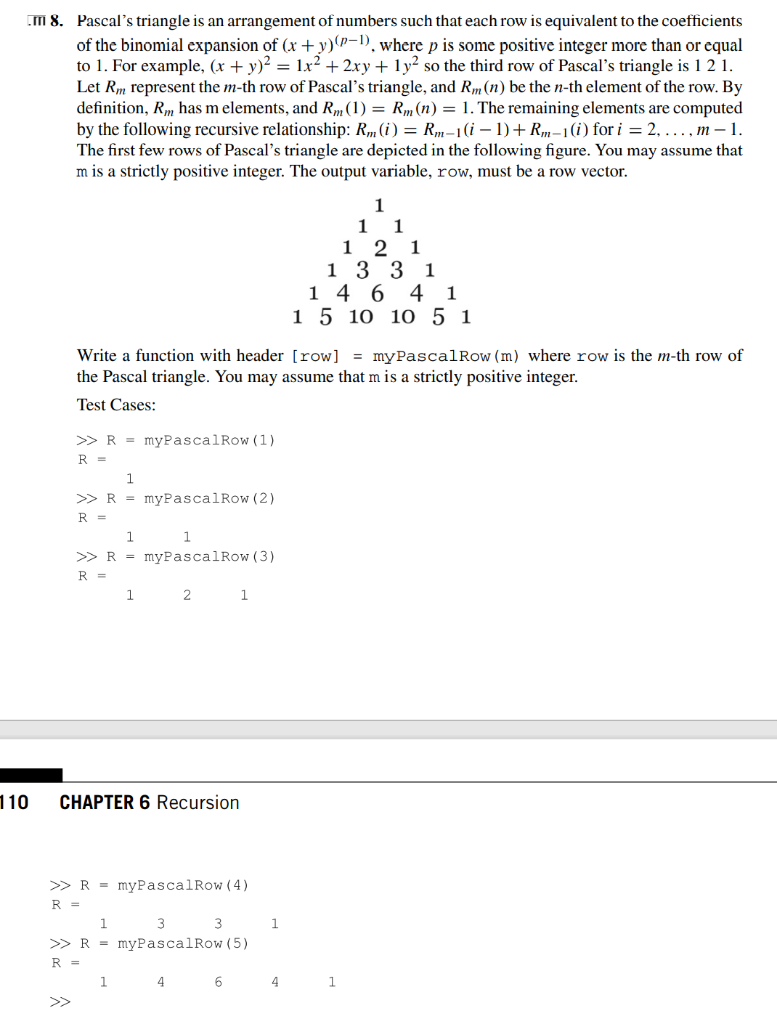 Solved .m 8. Pascal's triangle is an arrangement of numbers | Chegg.com