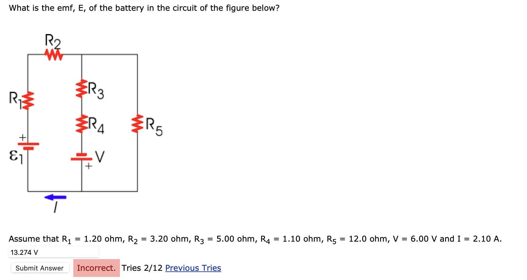 Solved What is the emf, E, ﻿of the battery in the circuit of | Chegg.com