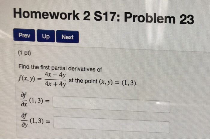 Solved Find the first partial derivatives of f (x, y) = 4x | Chegg.com