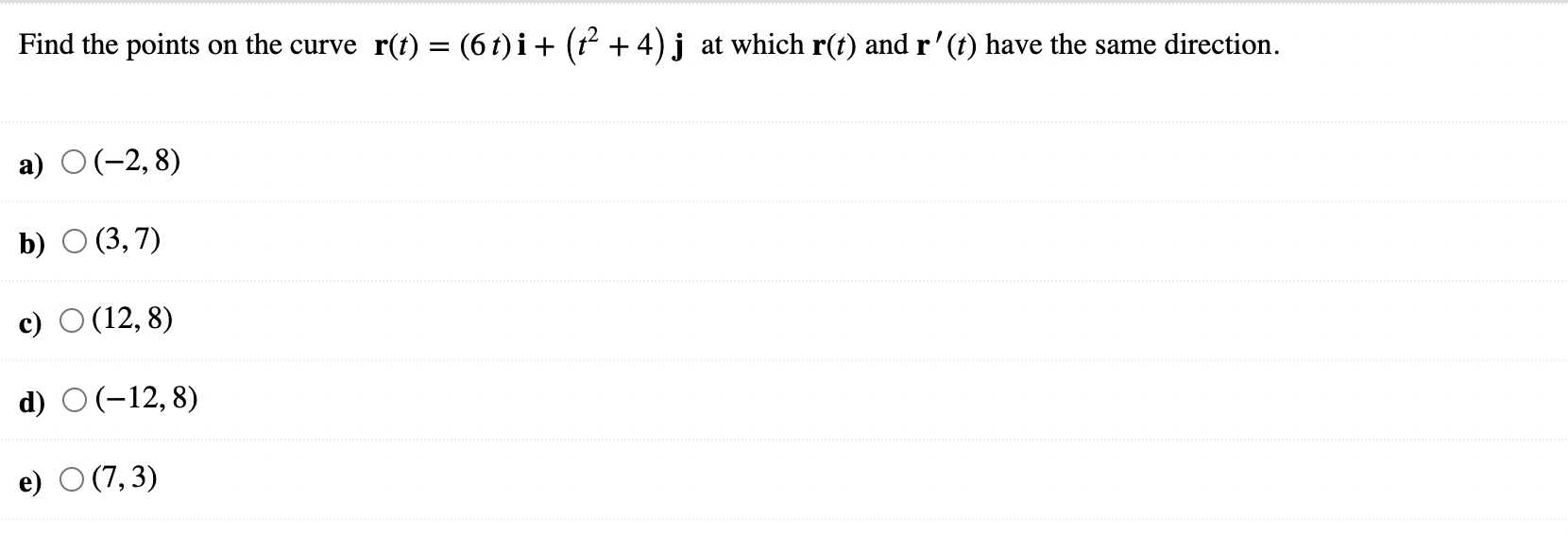 Solved Find the points on the curve r(t)=(6t)i+(t2+4)j at | Chegg.com
