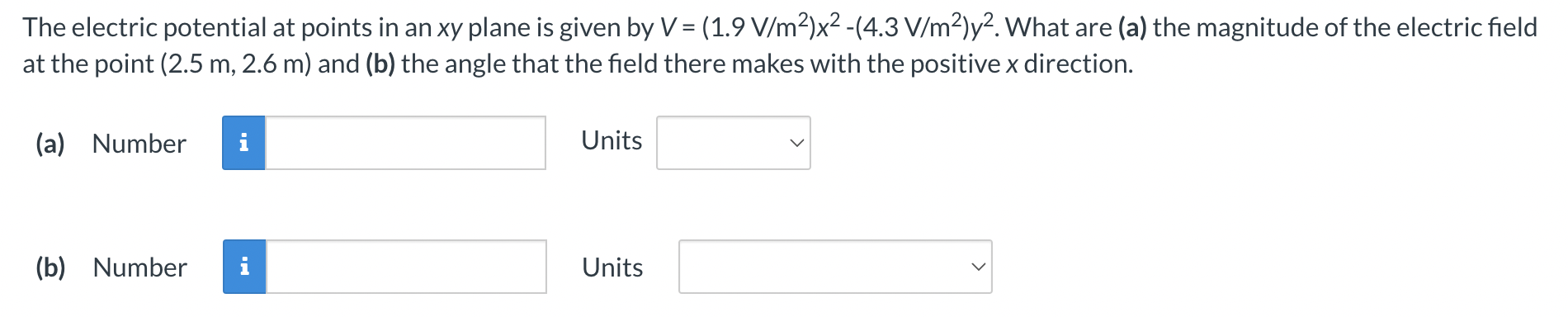 Solved The electric potential at points in an xy plane is | Chegg.com