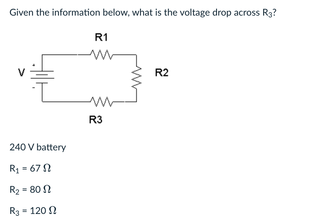 Solved Given the information below, what is the voltage drop | Chegg.com