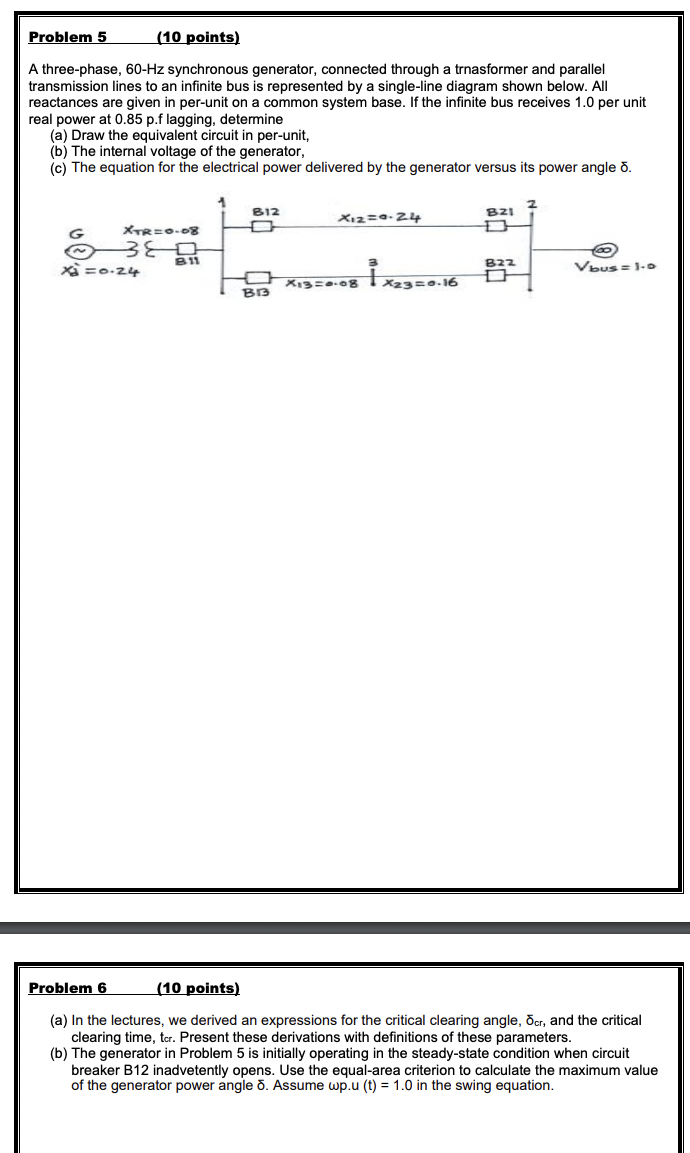 Solved Problem 5 (10 points) A three-phase, 60-Hz | Chegg.com