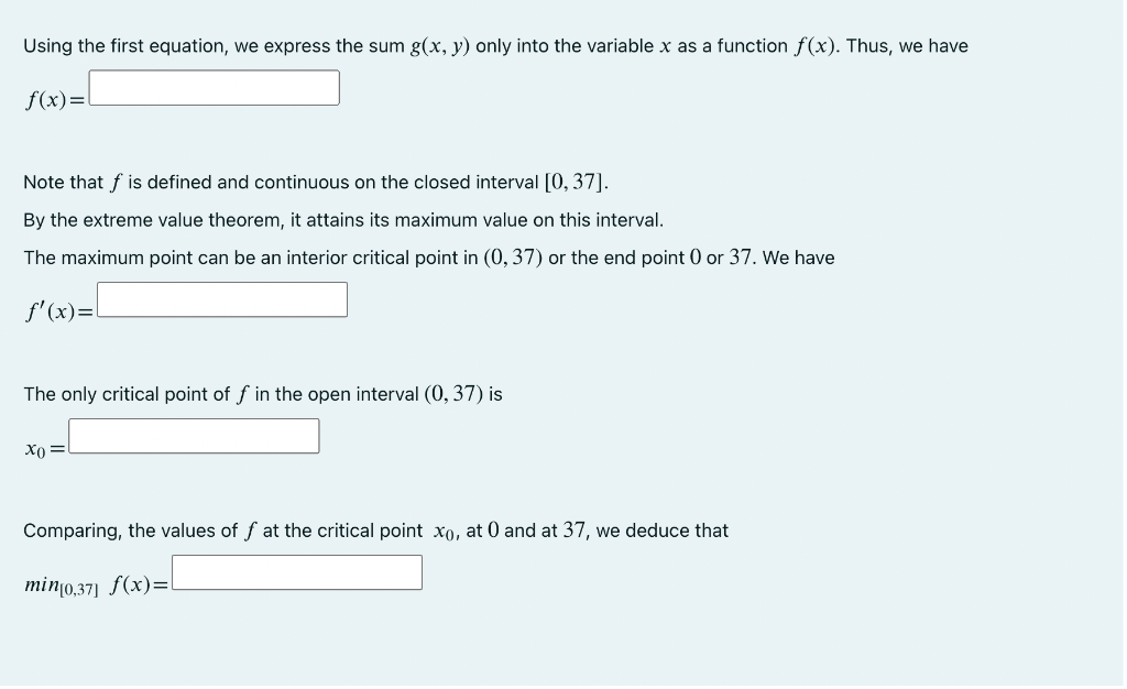 Solved Problem. The sum of two positive numbers is 37 . Find | Chegg.com