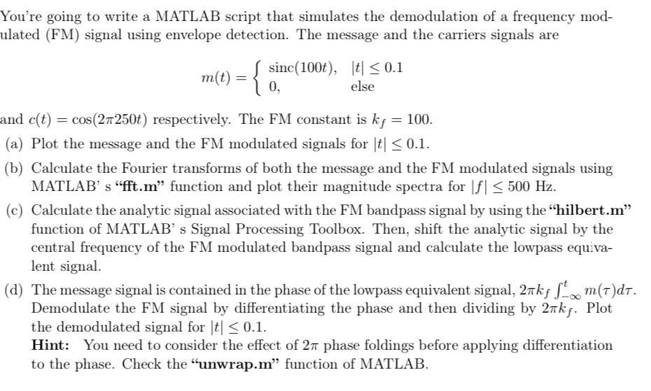 Solved Youre Going To Write A Matlab Script That Simulates 