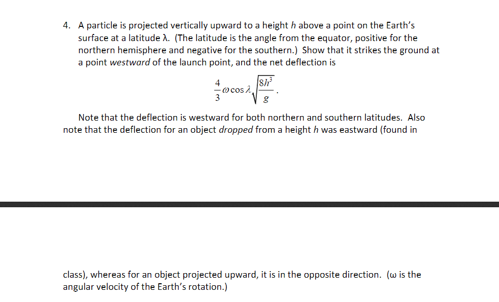 Solved A particle is projected vertically upward to a height | Chegg.com