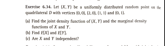 Solved Exercise 6.34. Let (X, Y) be a uniformly distributed | Chegg.com
