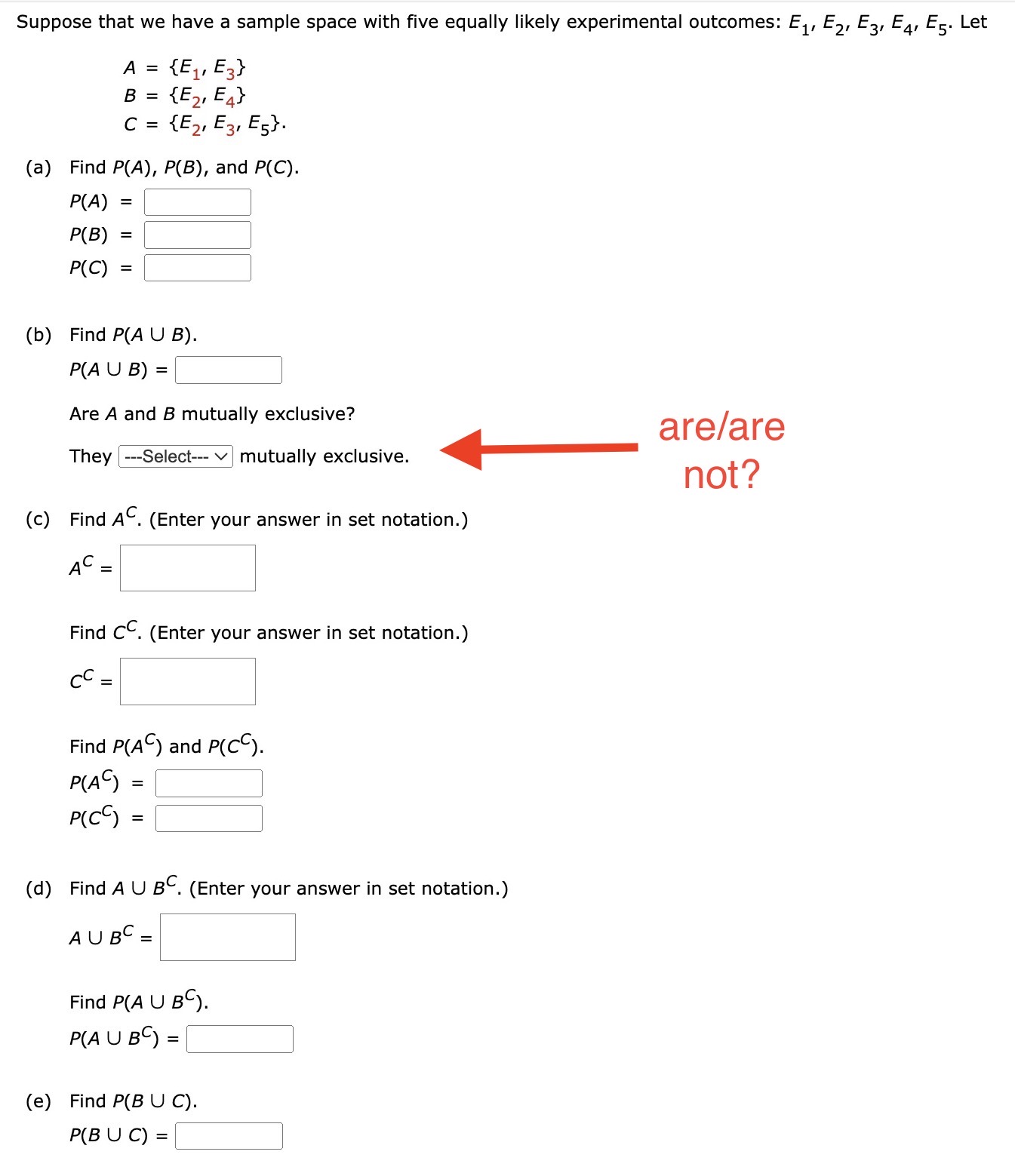 Solved Suppose that we have a sample space with five equally | Chegg.com