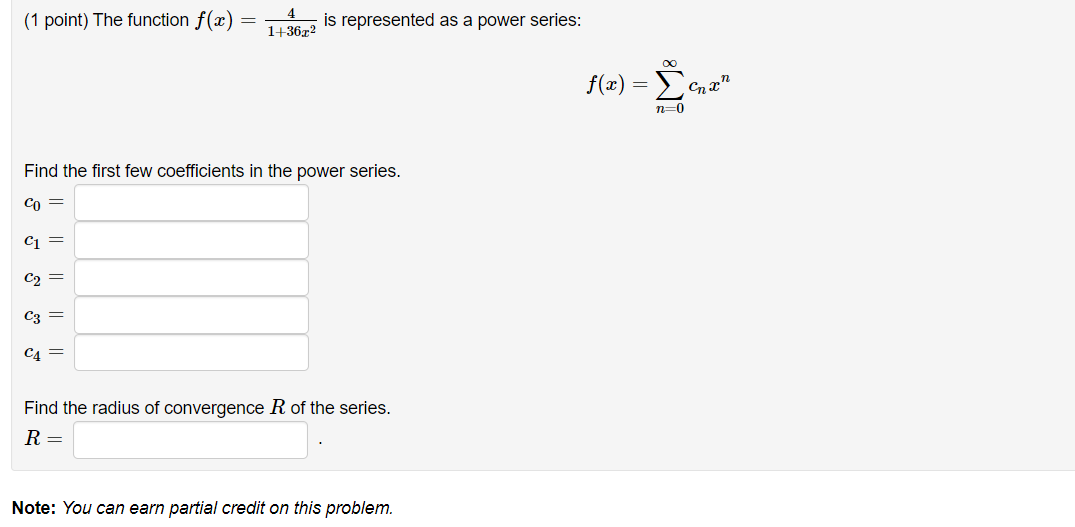 Solved: The Function F(x)=41+36x2 Is Represented As A Powe... | Chegg.com