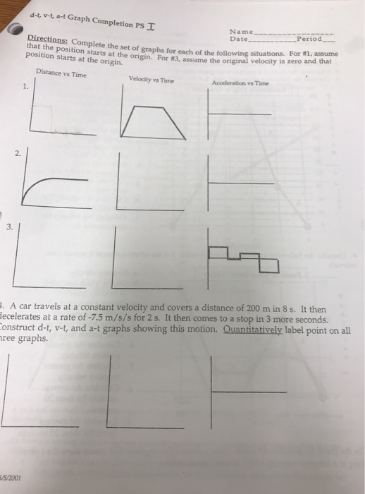 Solved d-t, v-t, a-t Graph Completion PS I NameP Date Period | Chegg.com