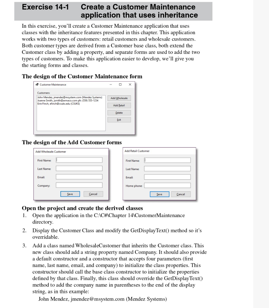 Solved Exercise 14-1 Create a Customer Maintenance | Chegg.com