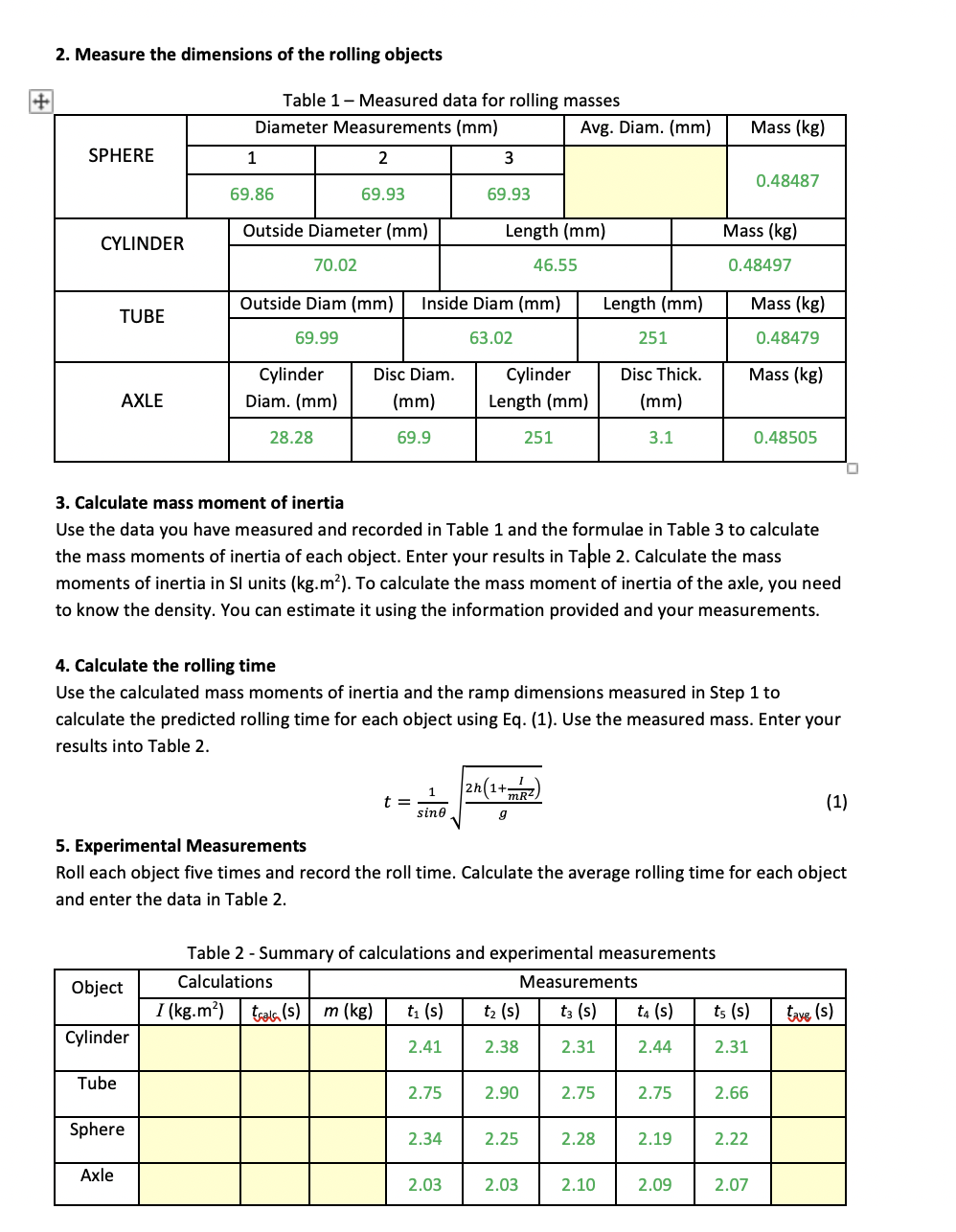 Solved Name: Student Number: In-Lab Assignment 3: Rolling of | Chegg.com