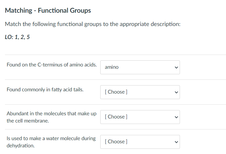 Solved Matching - ﻿Functional GroupsMatch the following | Chegg.com