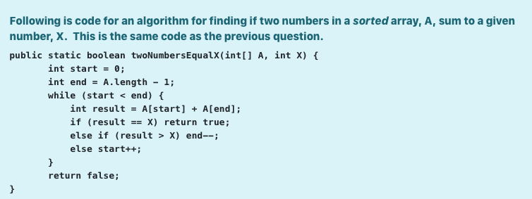 Solved Following is code for an algorithm for finding if two | Chegg.com