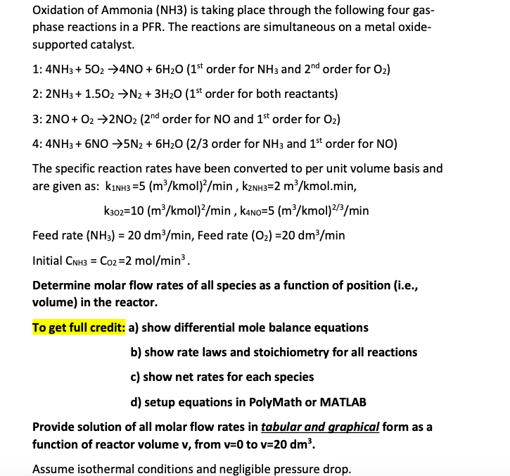 Oxidation of Ammonia (NH3) is taking place through | Chegg.com