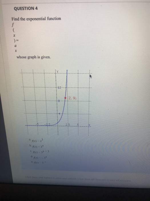 Solved QUESTION 4 Find the exponential function whose graph | Chegg.com