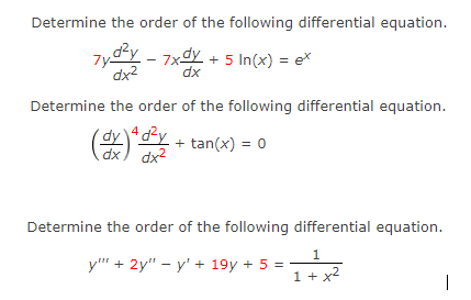 Solved Determine the order of the following differential | Chegg.com