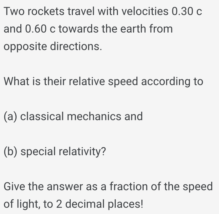 Solved This is regarding physics and specal relativity for | Chegg.com
