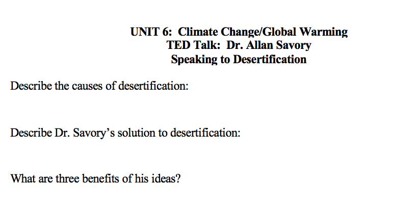 Solved UNIT 6: Climate Change/Global Warmin,g TED Talk: Dr. | Chegg.com