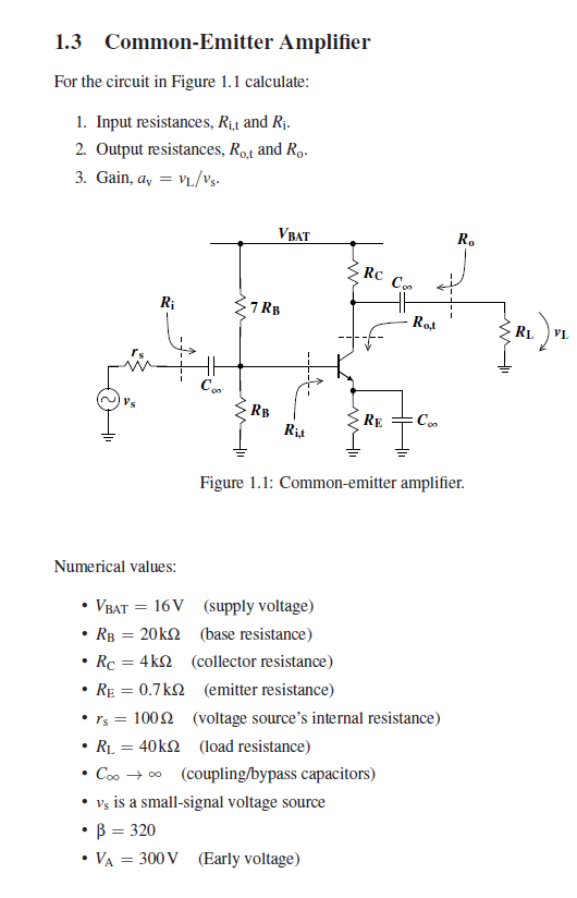 1.3 ﻿Common-Emitter AmplifierFor the circuit in | Chegg.com