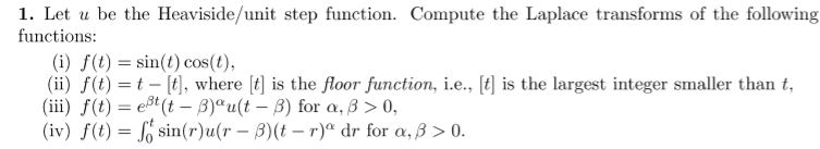 Solved 1. Let u be the Heaviside/unit step function. Compute | Chegg.com