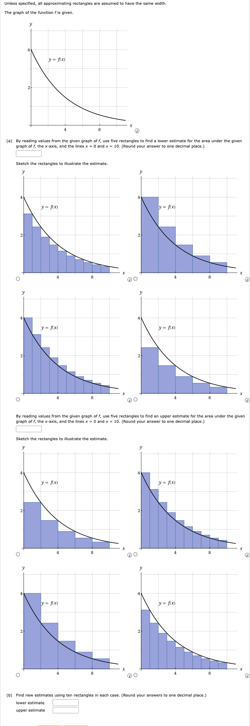 Solved Unless specified, all approximating rectangles are | Chegg.com