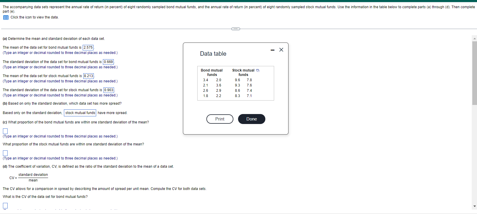 Solved part (e). Click the icon to view the data. (a) | Chegg.com