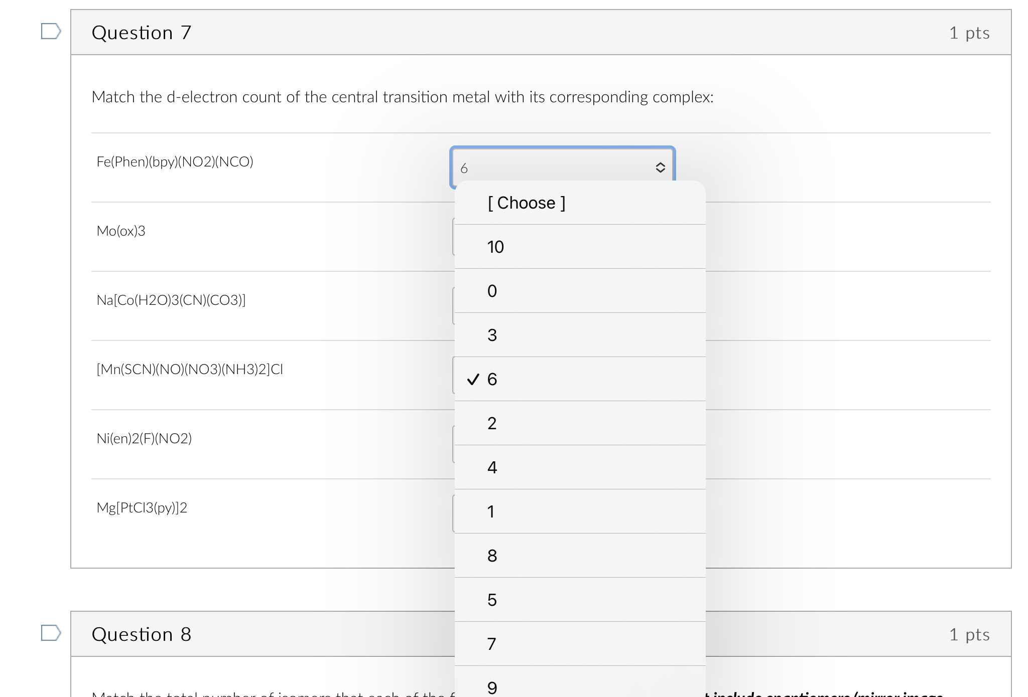 Solved Match the d-electron count of the central transition | Chegg.com