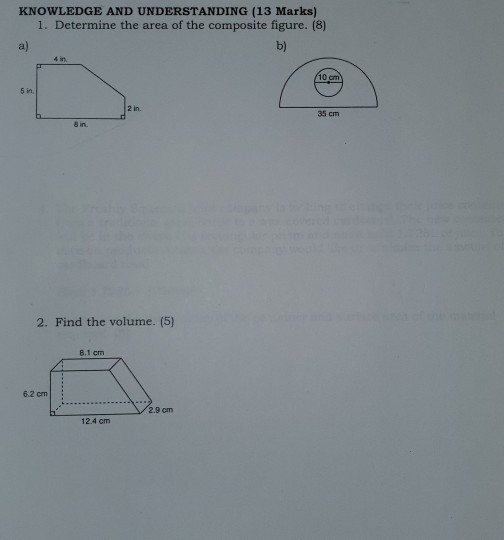 Solved 1. a) and b) Determine the area of the composite | Chegg.com