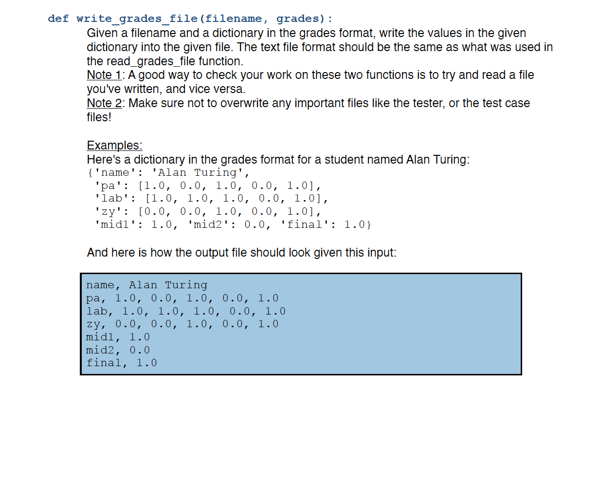 Solved def write_grades_file(filename, grades): Given a | Chegg.com