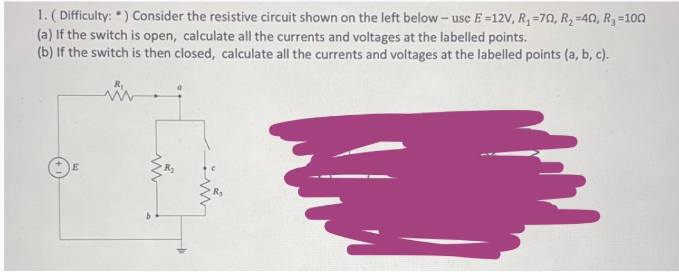 Solved 1. ( ﻿Difficulty: * ) ﻿Consider the resistive circuit | Chegg.com