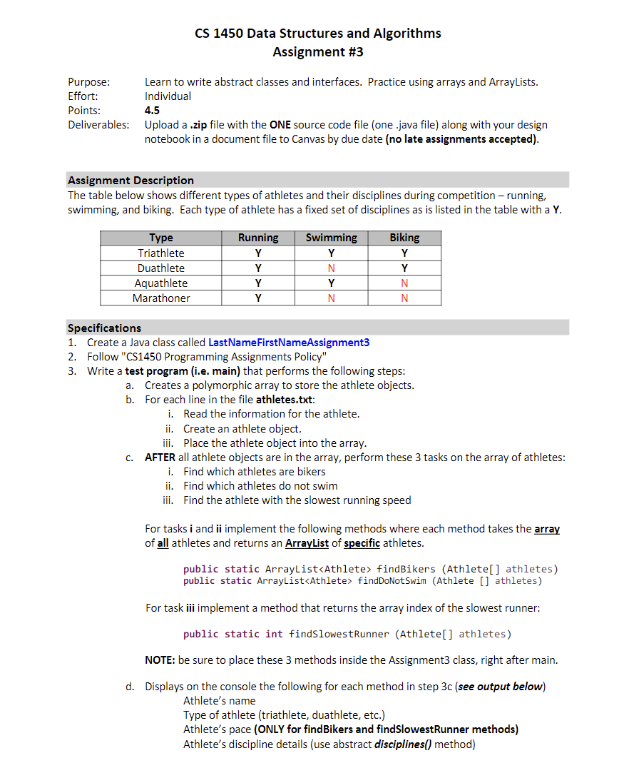 Solved CS 1450 Data Structures and Algorithms Assignment \#3 | Chegg.com