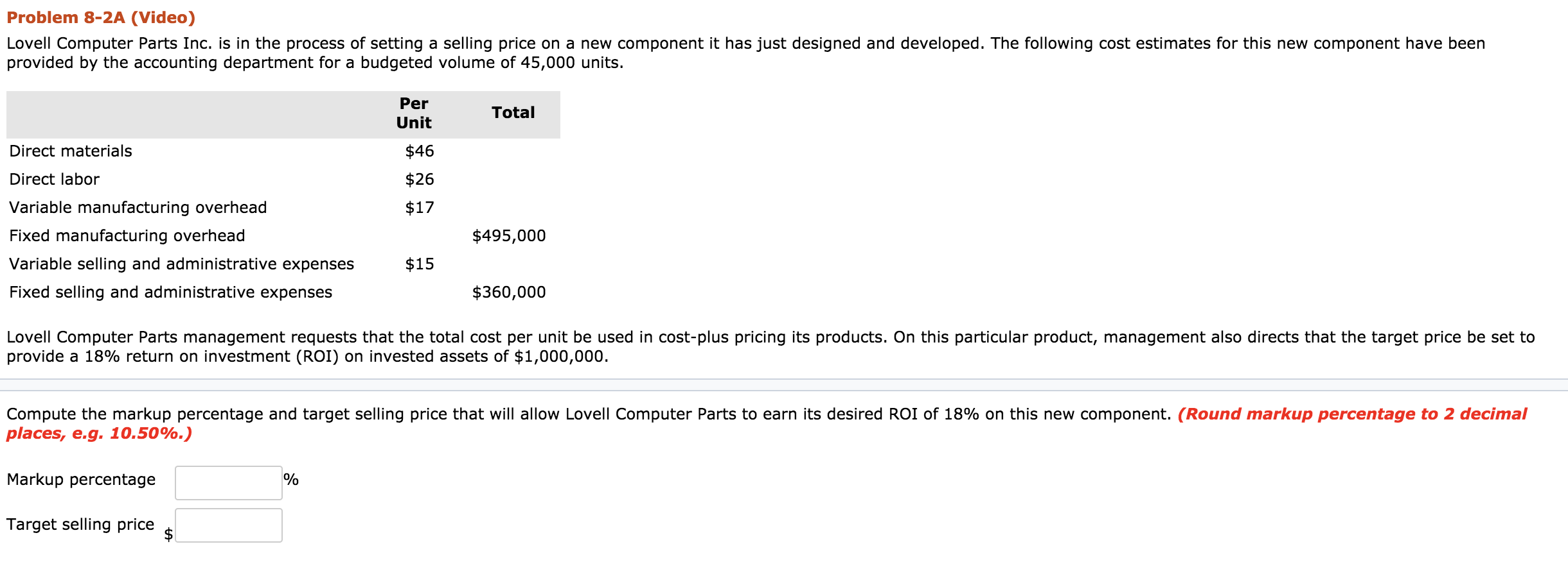 Solved Problem 8-2A (Video) Lovell Computer Parts Inc. is in | Chegg.com