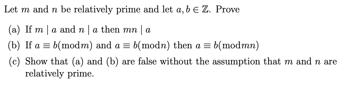 Solved Let m and n be relatively prime and let a, b ∈ Z. | Chegg.com