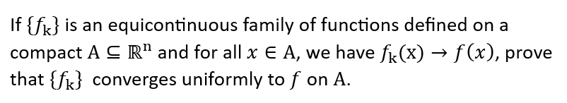 Solved If {fk} is an equicontinuous family of functions | Chegg.com
