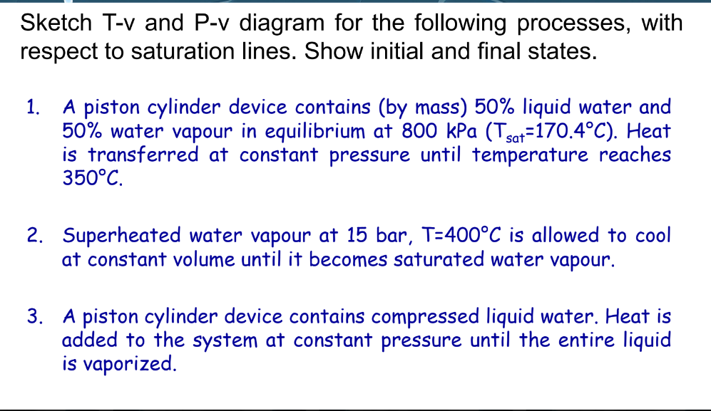Solved Sketch T-v and P-v diagram for the following | Chegg.com