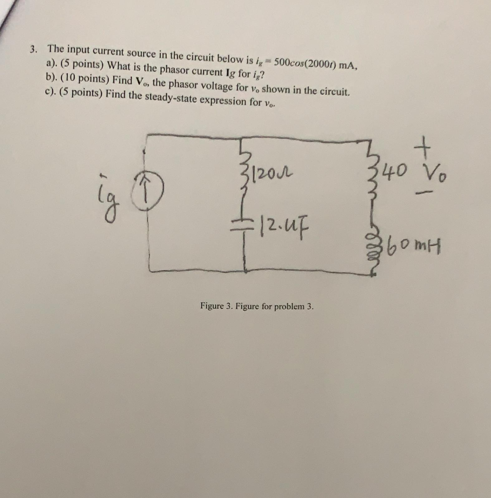 Solved 3. The input current source in the circuit below is | Chegg.com