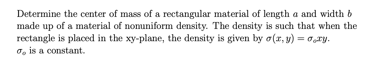 Solved Determine the center of mass of a rectangular | Chegg.com