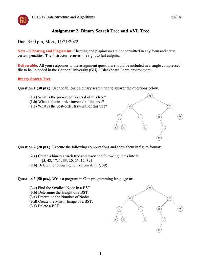 Solved ECE217 Data Structure and Algorithms 22/FA Assignment | Chegg.com