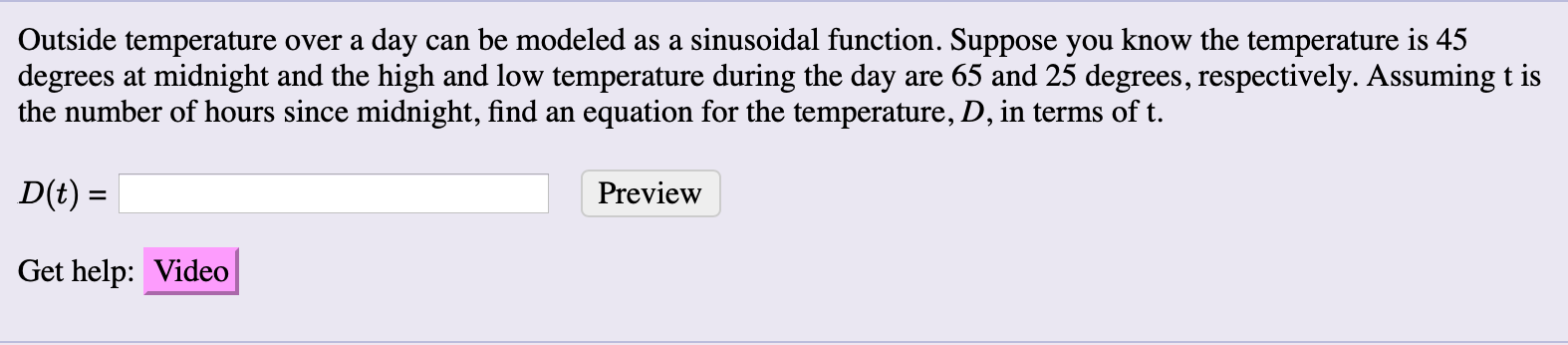 Solved Outside temperature over a day can be modeled as a | Chegg.com