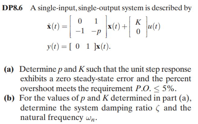 DP8.6 A single-input, single-output system is | Chegg.com