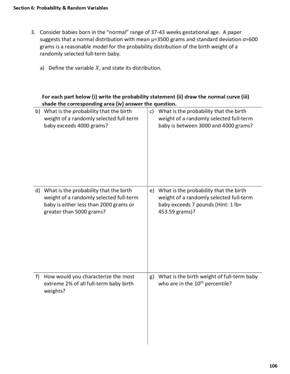 Solved Section 6: Probability & Random Variables EXERCISES | Chegg.com