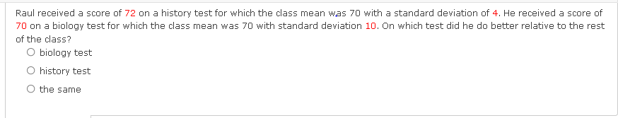 Solved Raul received a score of 72 on a history test for | Chegg.com