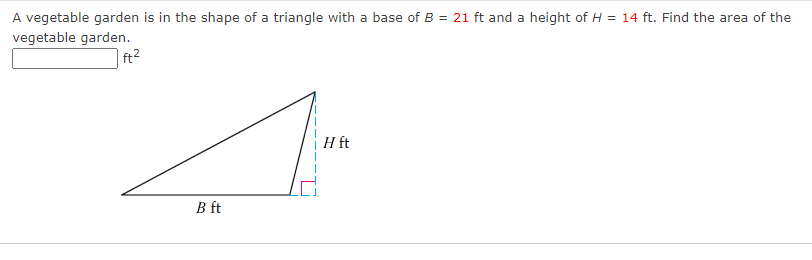 Solved A vegetable garden is in the shape of a triangle with | Chegg.com